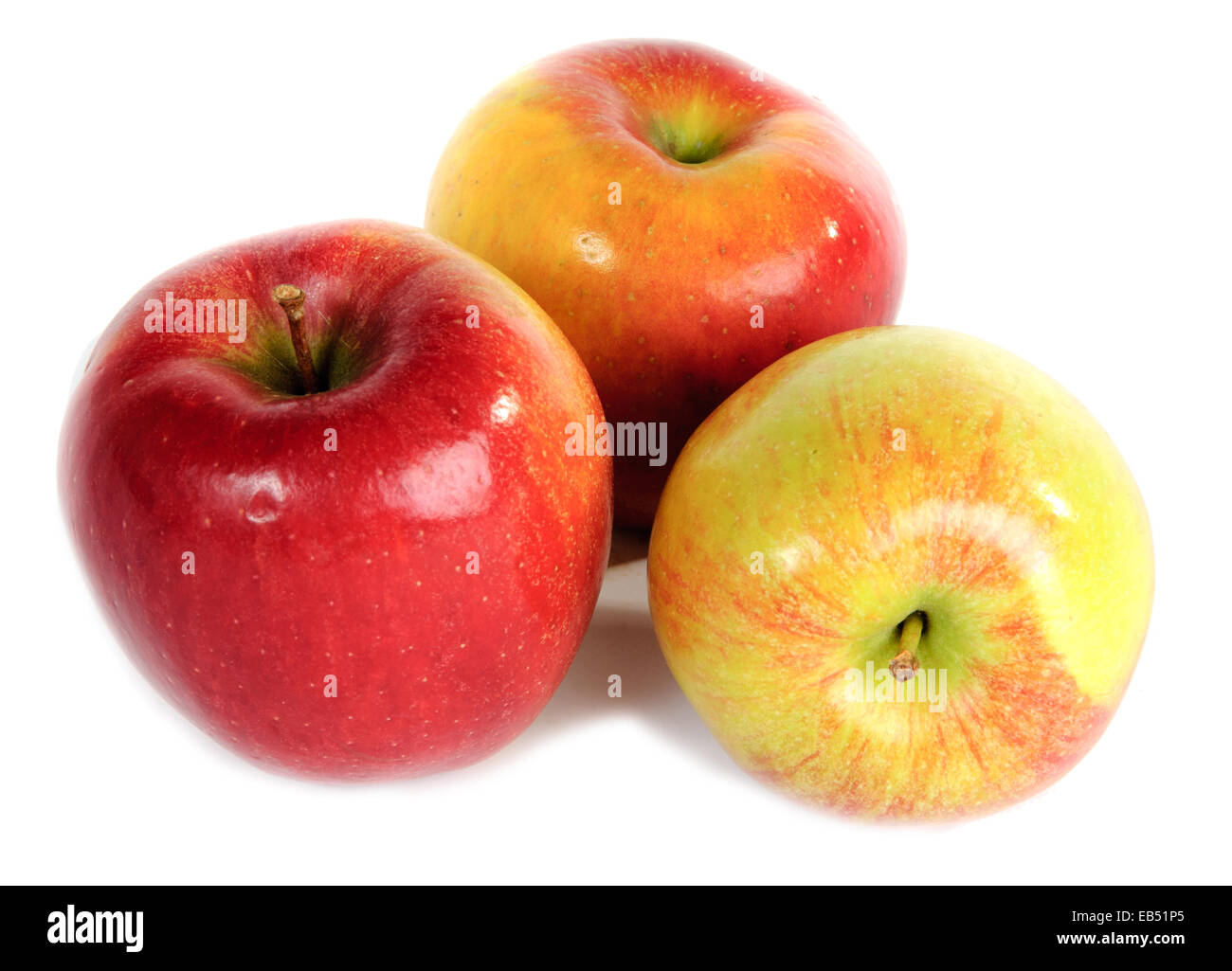 three apples on the white background Stock Photo - Alamy