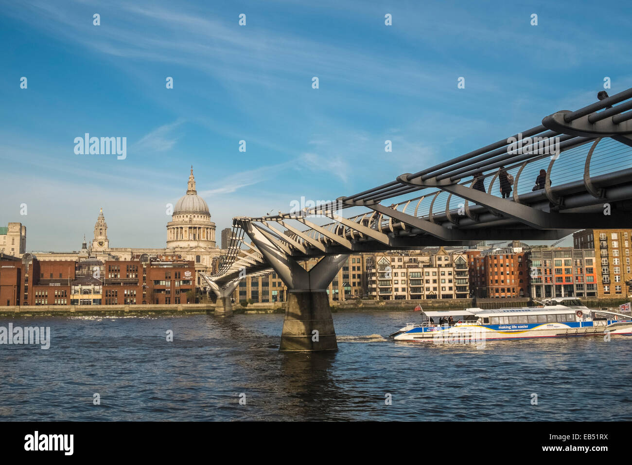 Millenium Bridge, Looking towards St Pauls Cathedral, London, England ...
