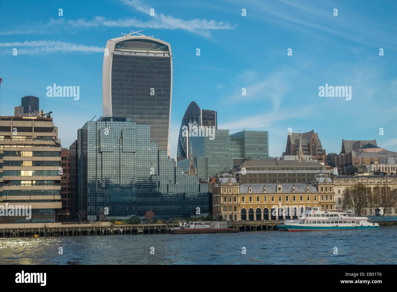 View of modern and traditional architecture buildings along River ...
