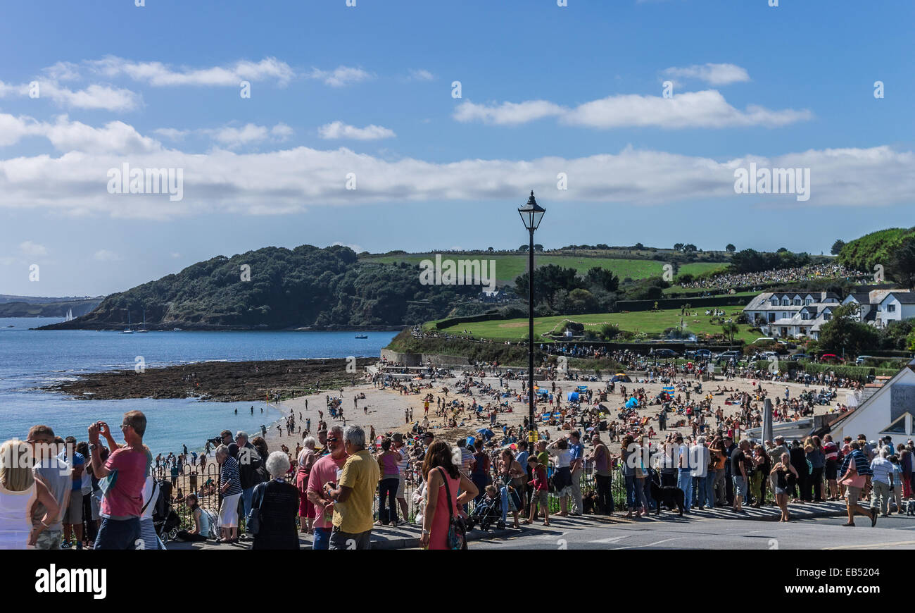 Crowds gathered on Falmouth's seafront in Cornwall ready to watch the ...