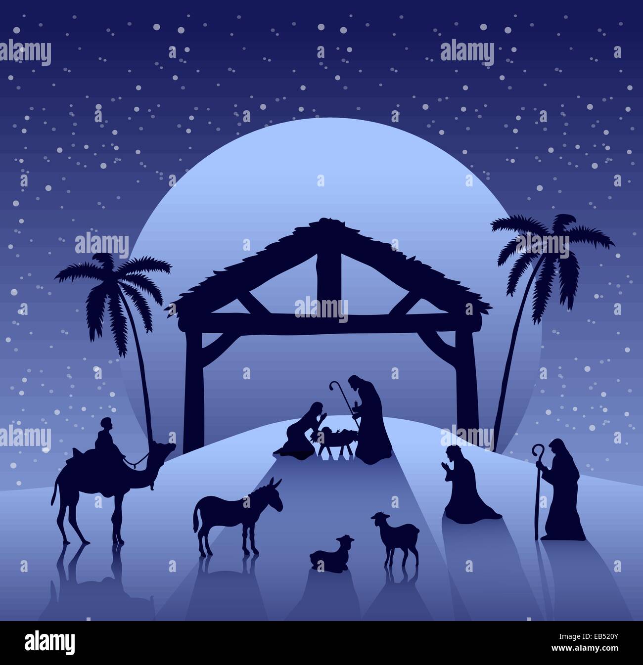 Nativity scene vector under starry sky Stock Vector Image & Art - Alamy