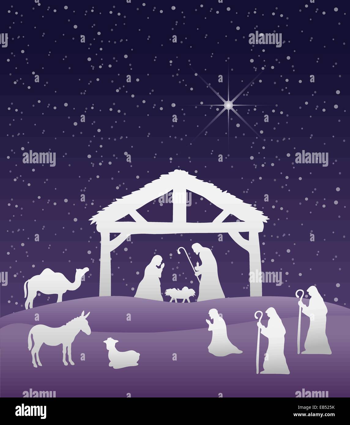 Nativity scene vector under starry sky Stock Vector Image & Art - Alamy