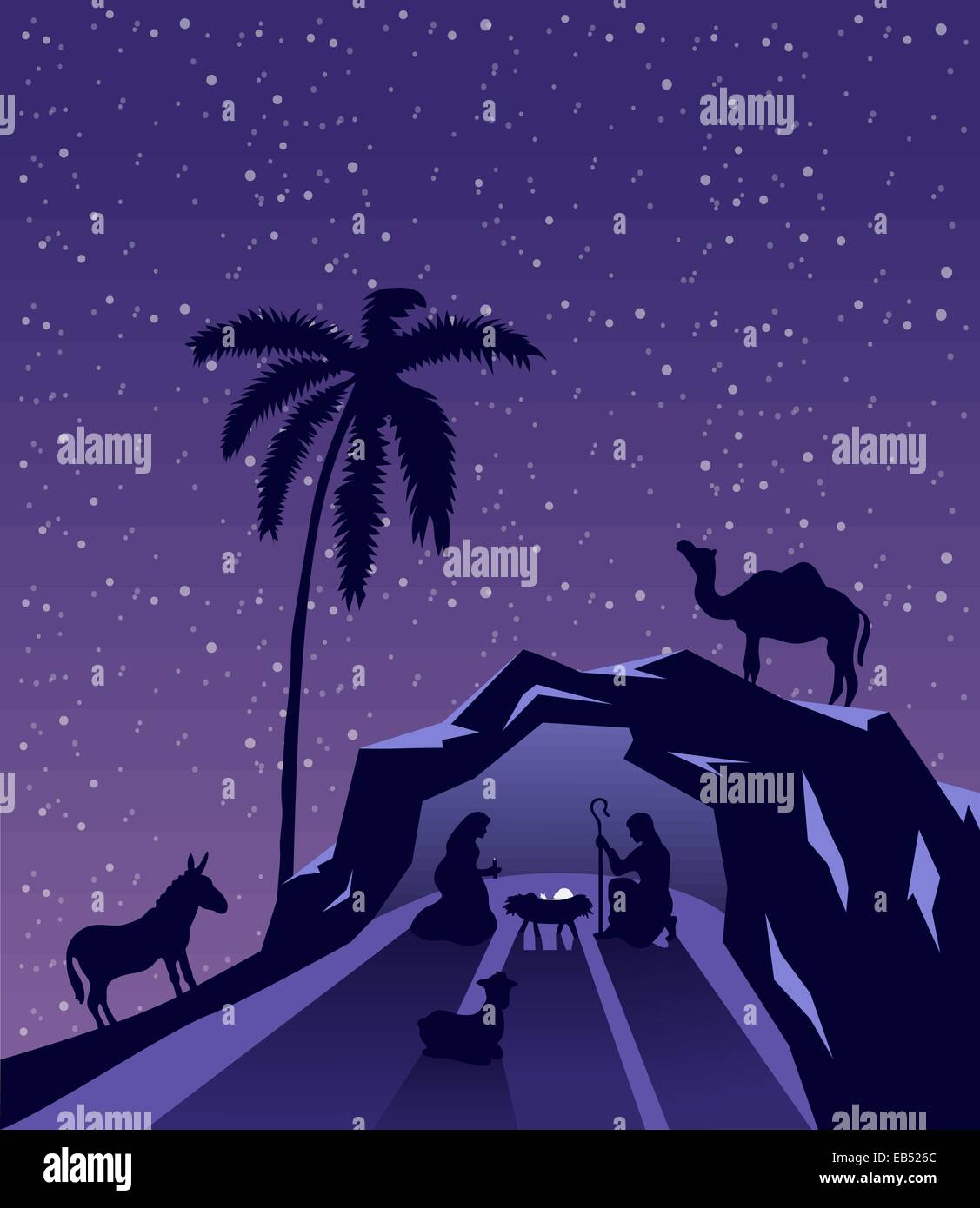 Nativity scene vector under starry sky Stock Vector Image & Art - Alamy