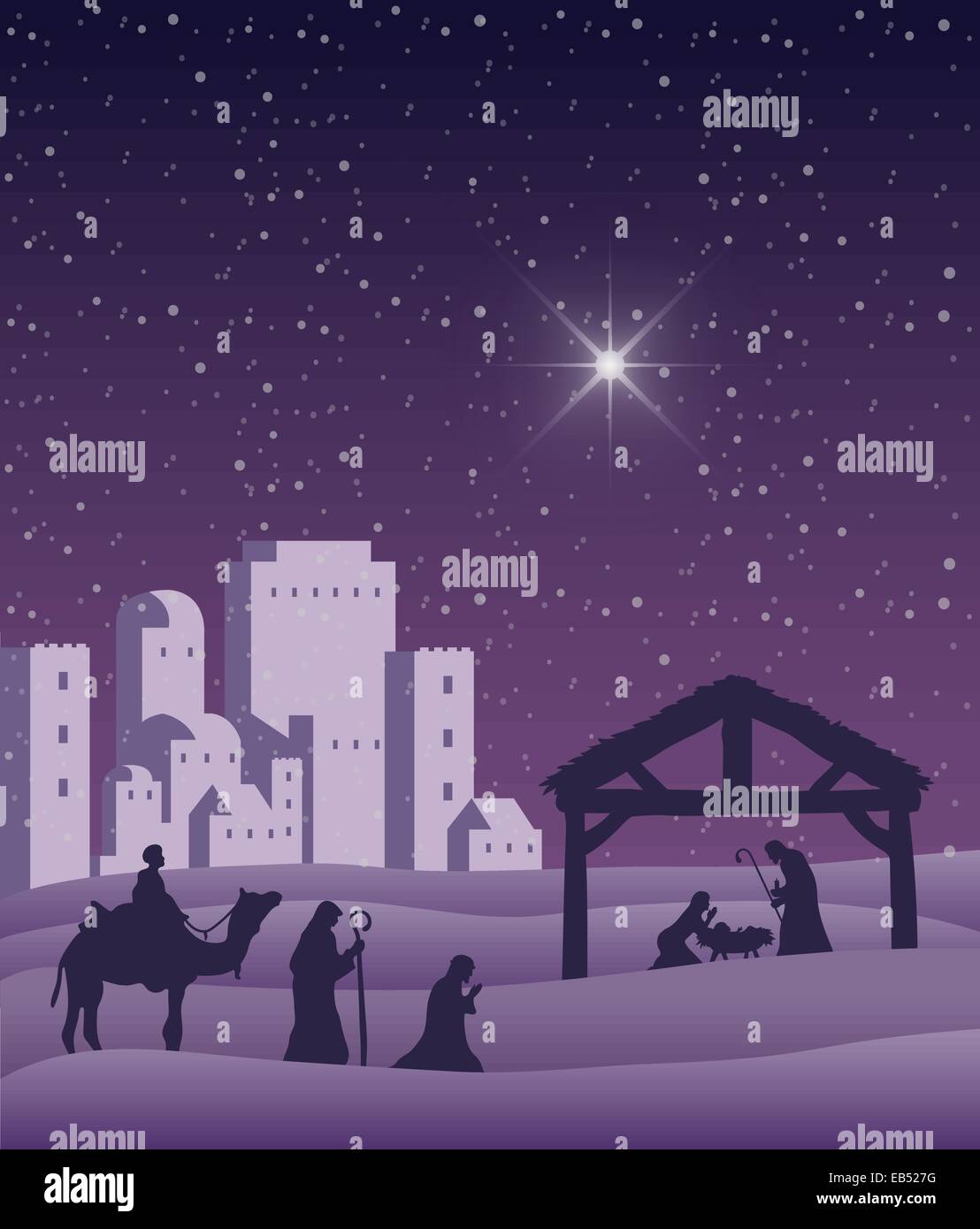 Nativity scene vector under starry sky Stock Vector Image & Art - Alamy