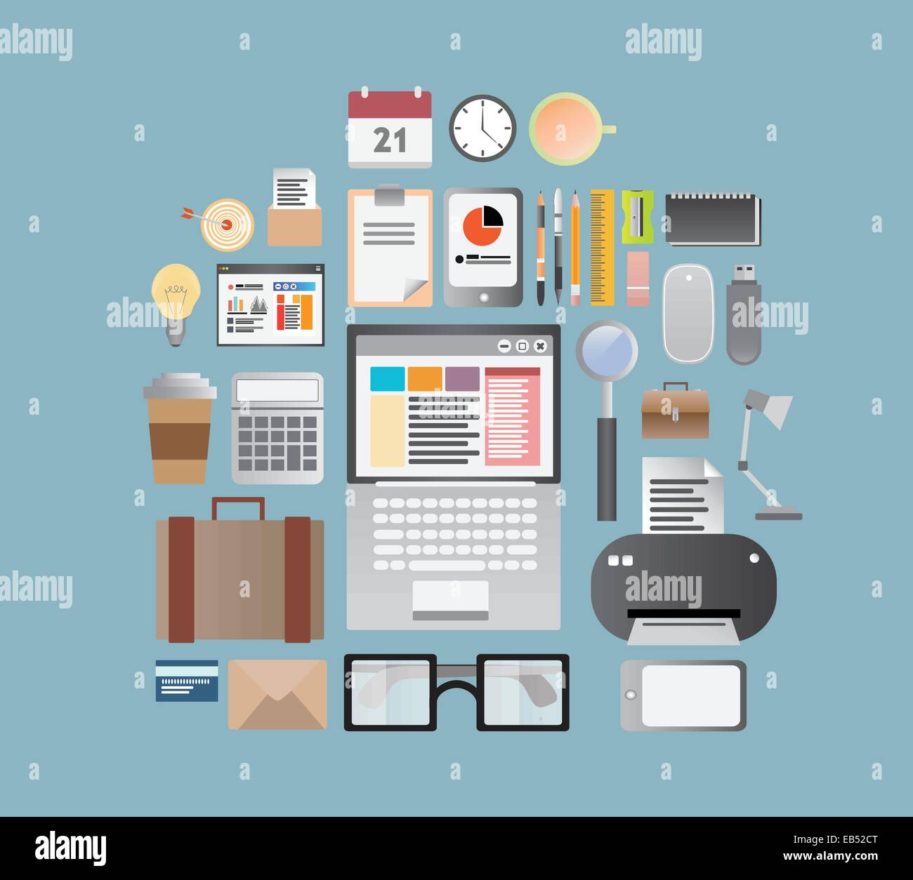 Office supplies and business vector Stock Vector Image & Art - Alamy