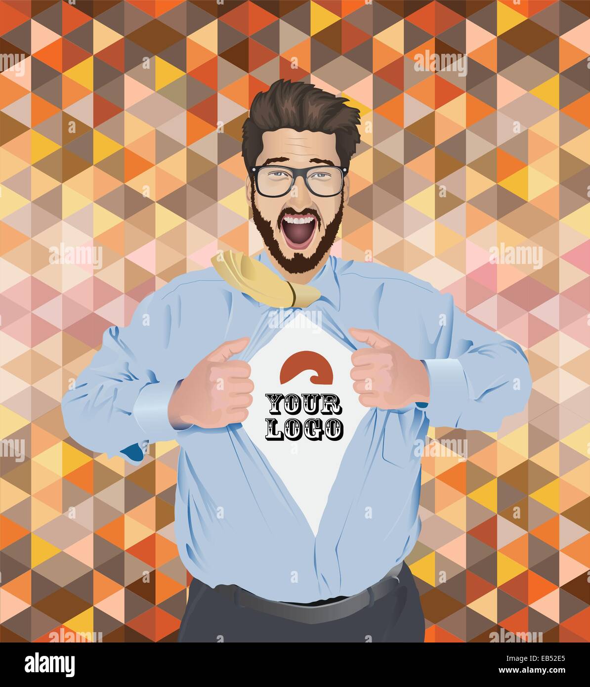 Businessman opening shirt to reveal your logo Stock Vector Image & Art ...