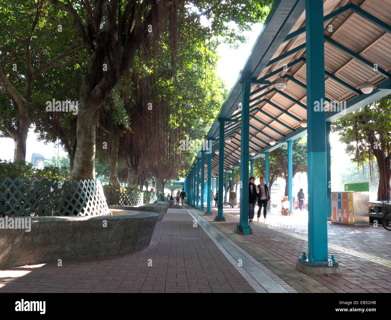China Hong Kong covered pedestrian walkway at Central district public ...
