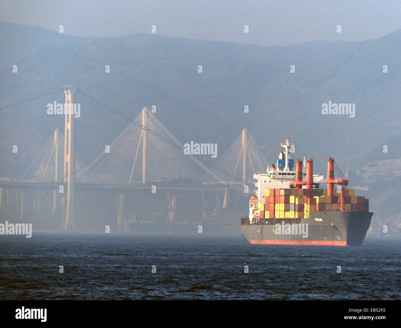 China Hong Kong Container Cargo ship Ocean Liner at Port harbour harbor ...