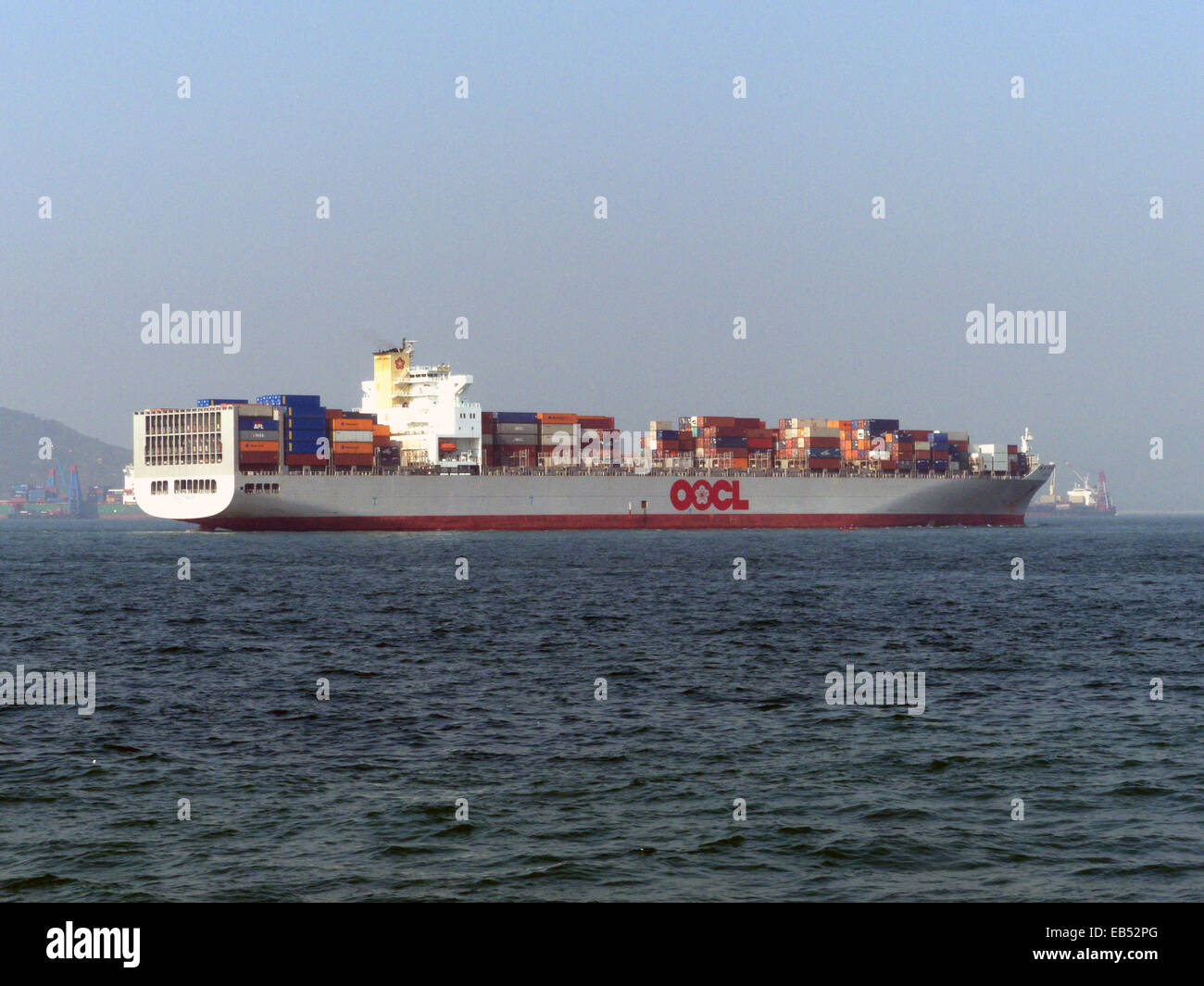 China Hong Kong OOCL Container Cargo ship Ocean Liner at Port harbour ...