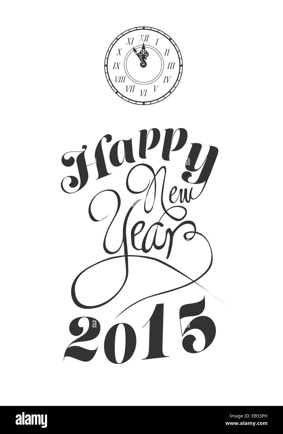 New year clock vector Black and White Stock Photos & Images - Alamy