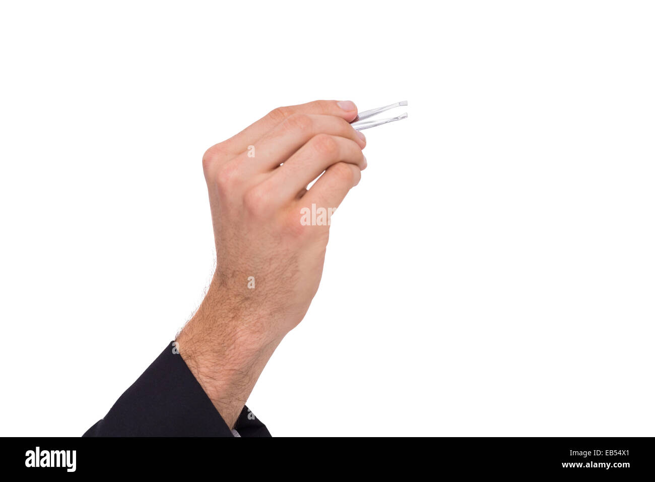 Hand of businessman holding tweezers Stock Photo - Alamy