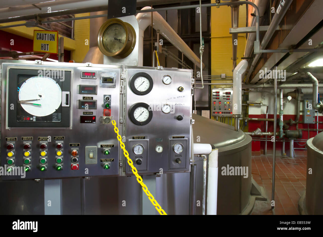 Control equipment for brewery on factory floor Stock Photo - Alamy