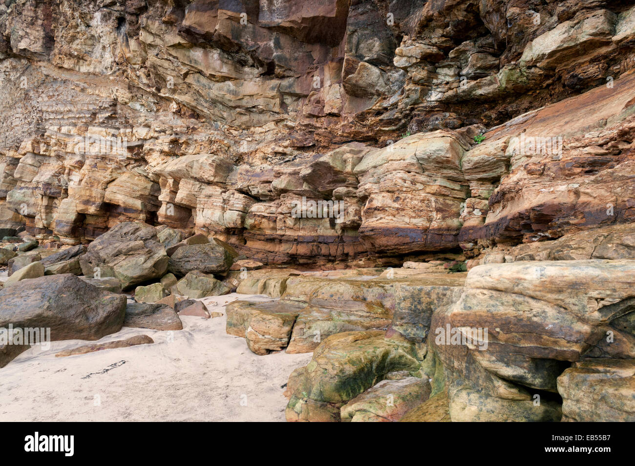 Sandstone stratification seen at West Cliff Whitby Stock Photo - Alamy