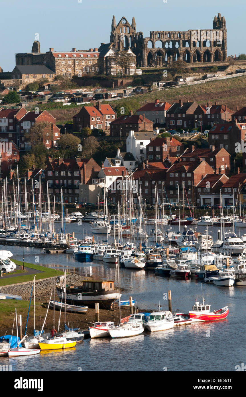 Whitby North Yorkshire with the Abbey and Abbey House looking down over ...