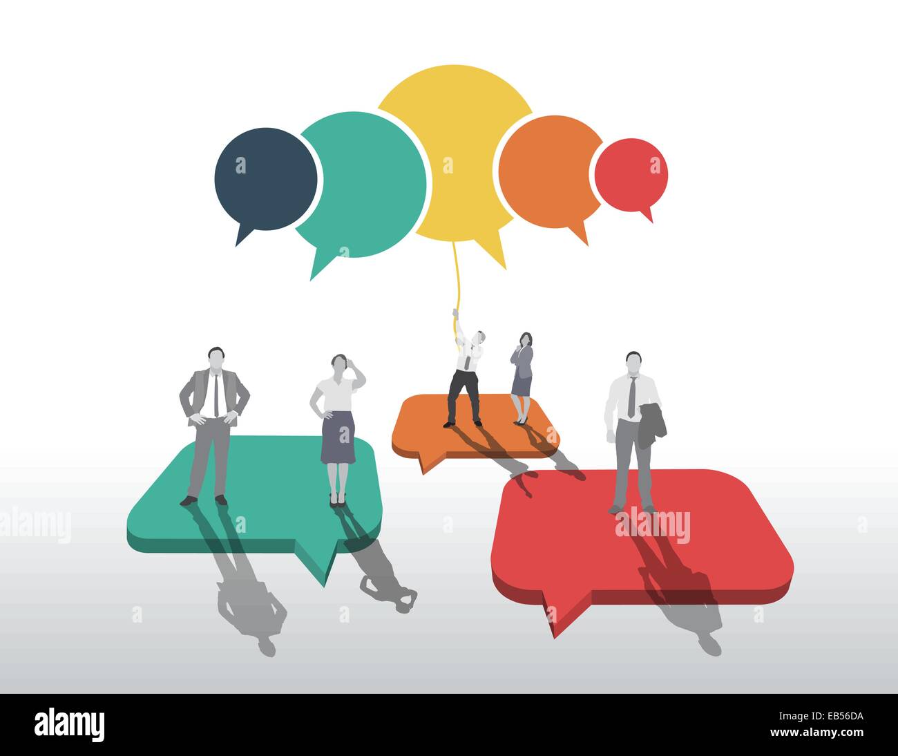 Business people standing on speech bubbles Stock Vector Image & Art - Alamy