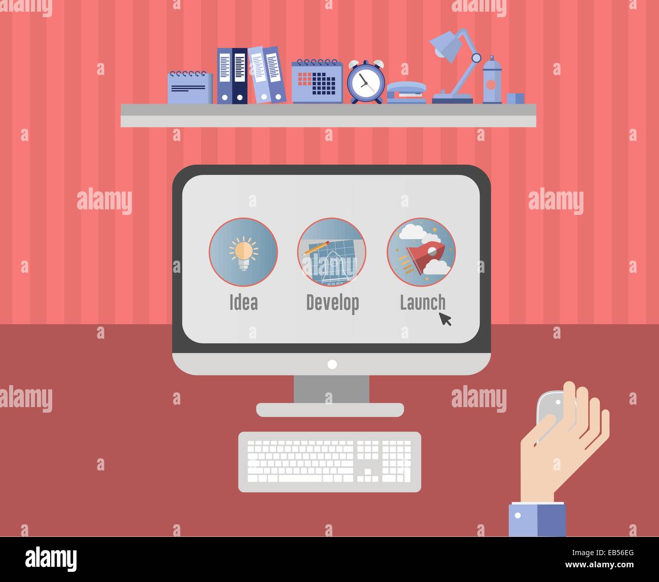 Entrepreneur working on business plan on computer Stock Vector Image ...