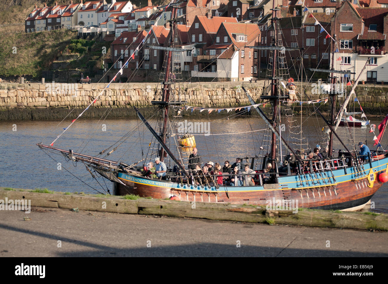 Captain Cook's ship Bark Endeavor at Whitby Stock Photo - Alamy