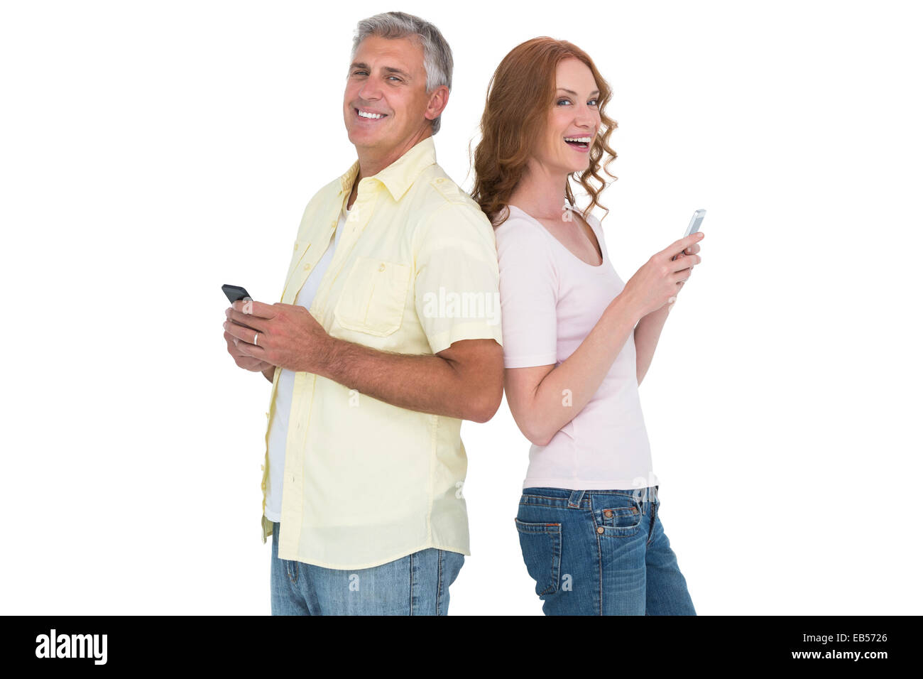 Casual female typing message Cut Out Stock Images & Pictures - Alamy