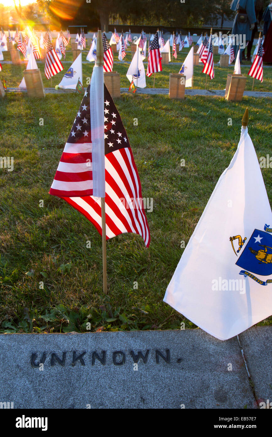 Pennsylvania gettysburg flags national cemetery hi-res stock ...