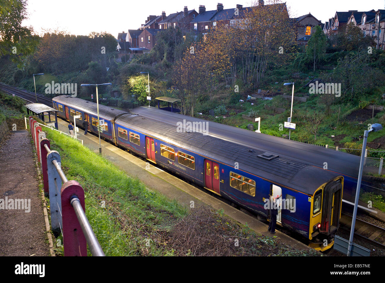 Suburban railway station on the 'Avocet Line' at St James' Park, Exeter ...