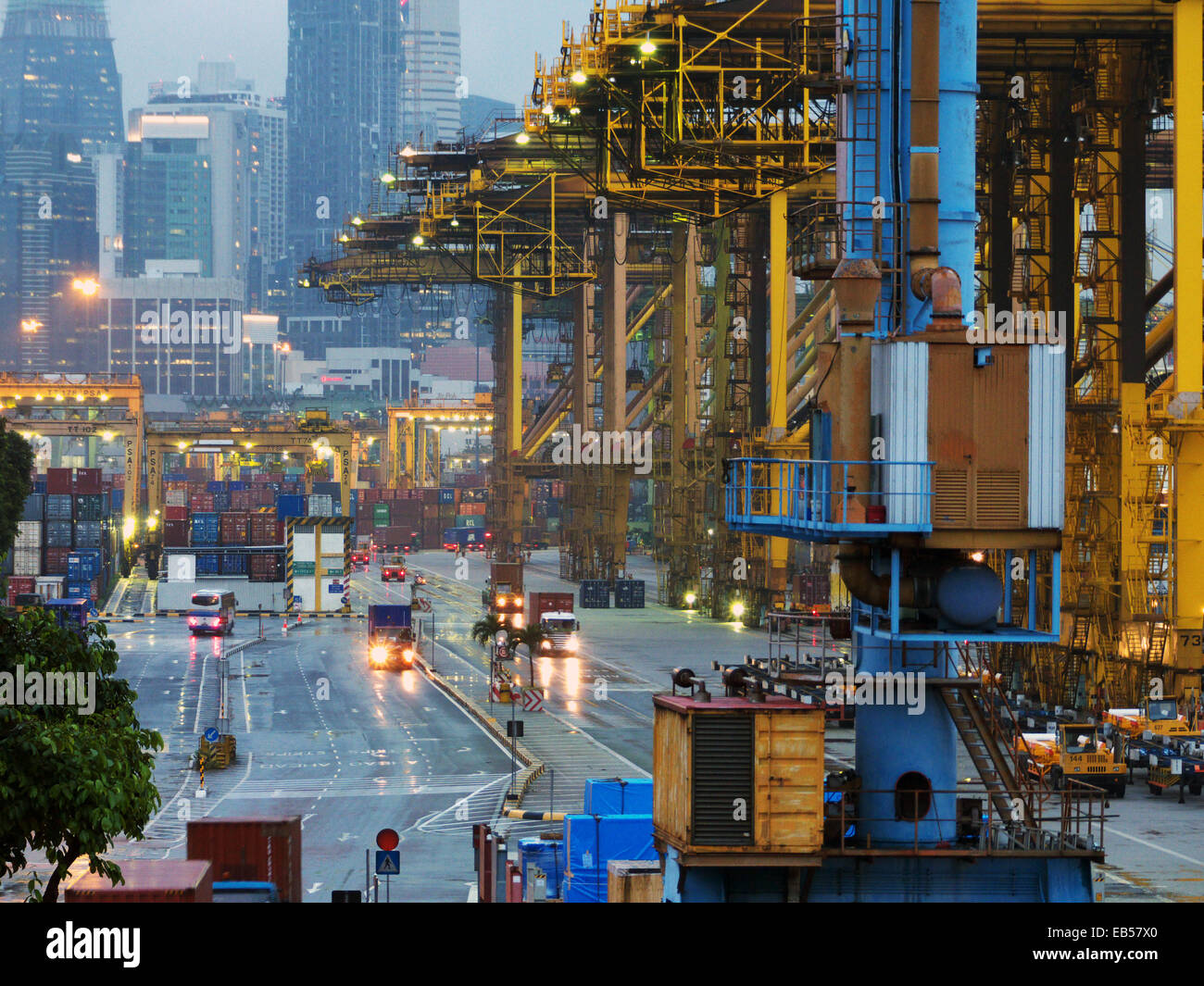 South East Asia Singapore container Cargo port cranes Stock Photo - Alamy