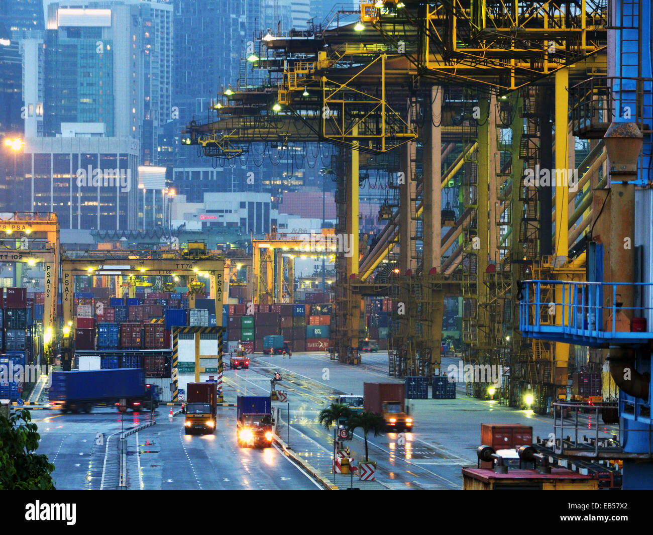 South East Asia Singapore container Cargo port cranes Stock Photo - Alamy