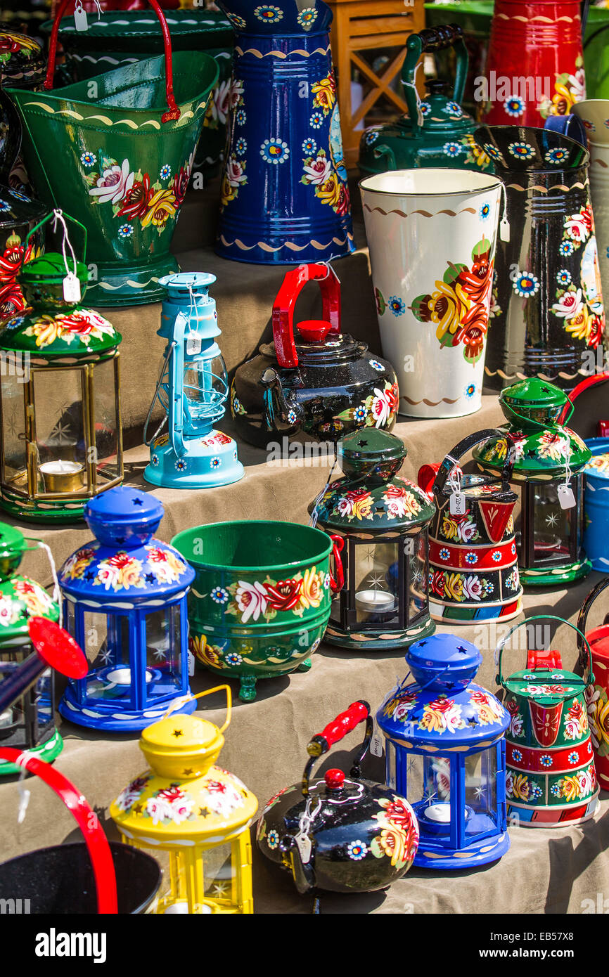 Highly decorated and colourful traditional canal and barge ware for ...