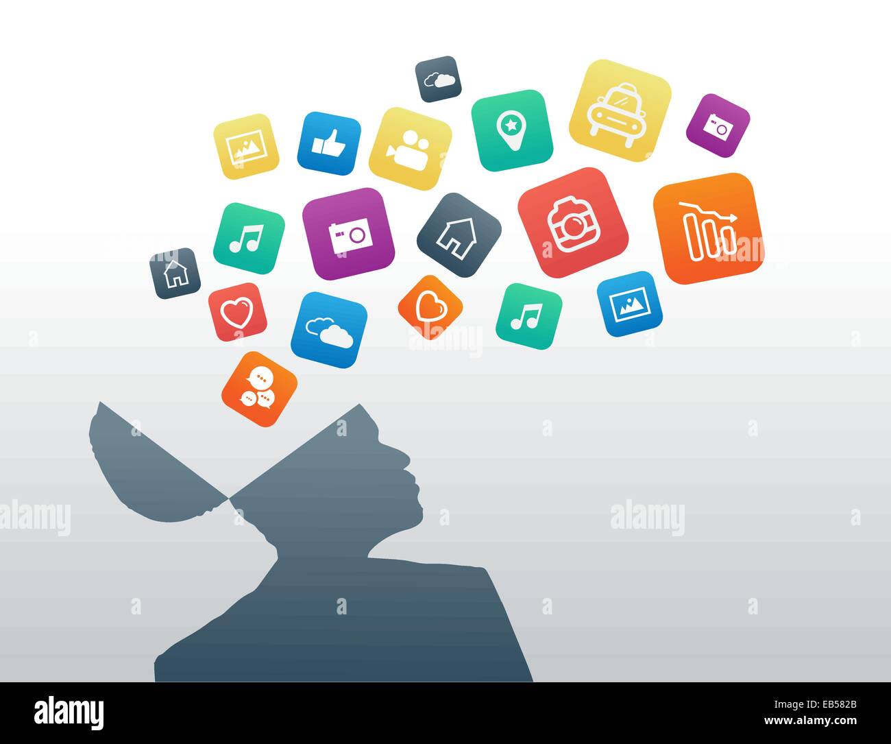 Man thinking about app icons Stock Vector Image & Art - Alamy