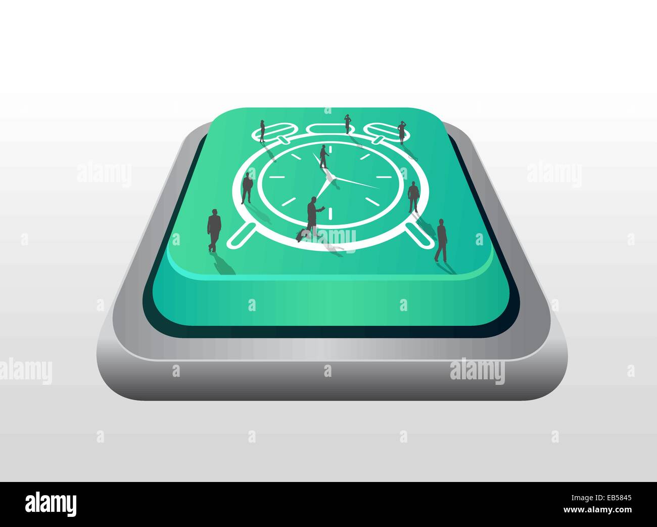 Business people standing on alarm clock button Stock Vector Image & Art ...