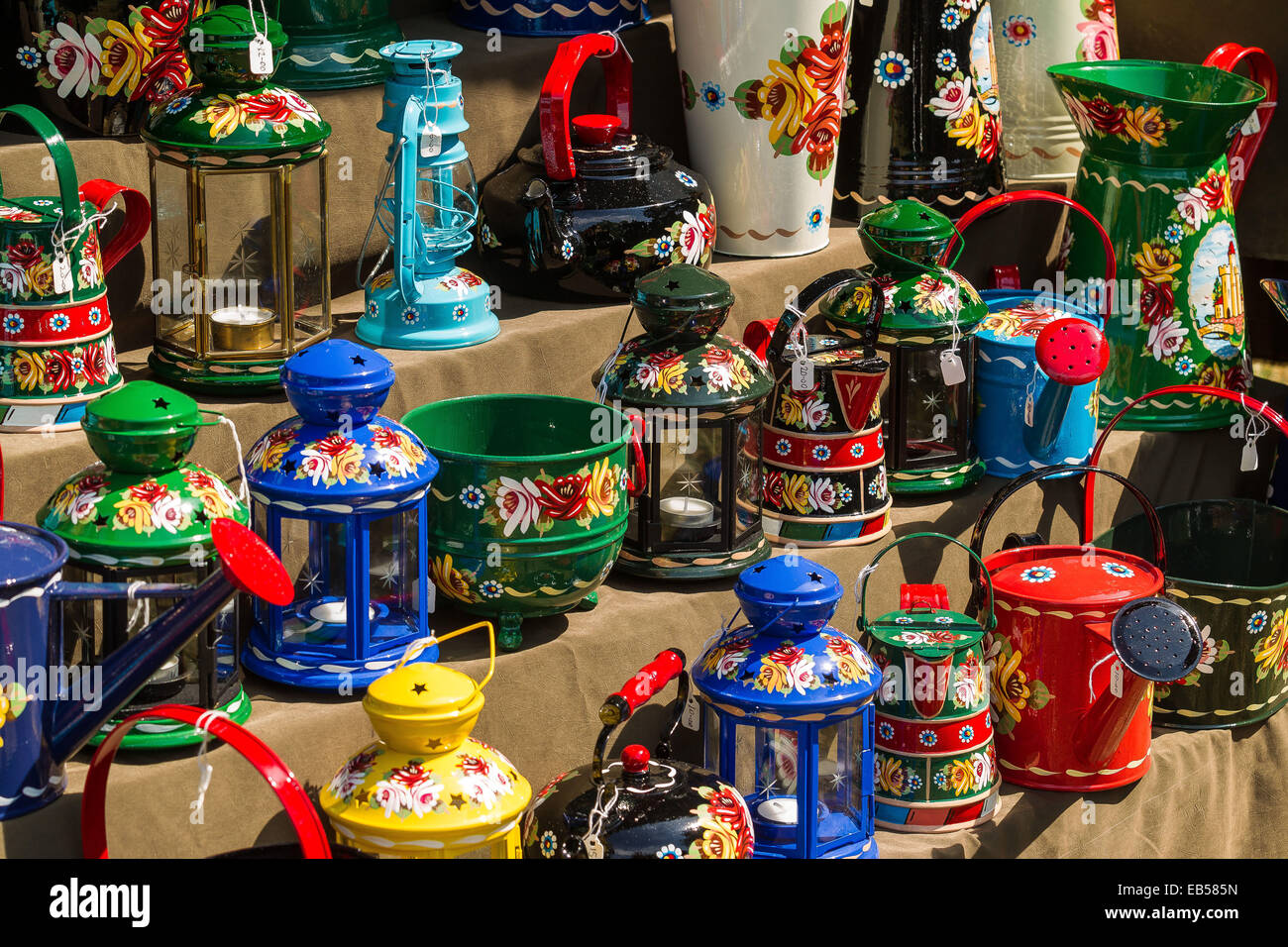 Highly decorated and colourful traditional canal and barge ware for ...