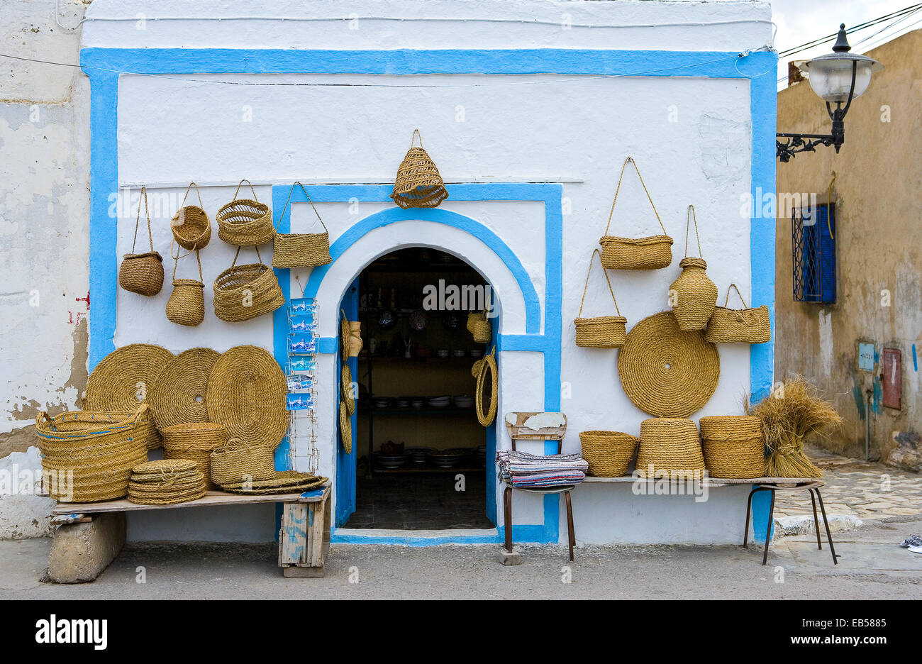 Tunisia, simple shops of the Hergla small village Stock Photo - Alamy