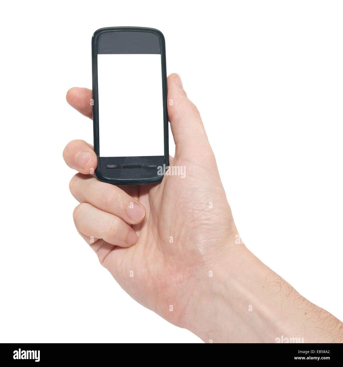 Mobile phone in the hand isolated on white Stock Photo - Alamy