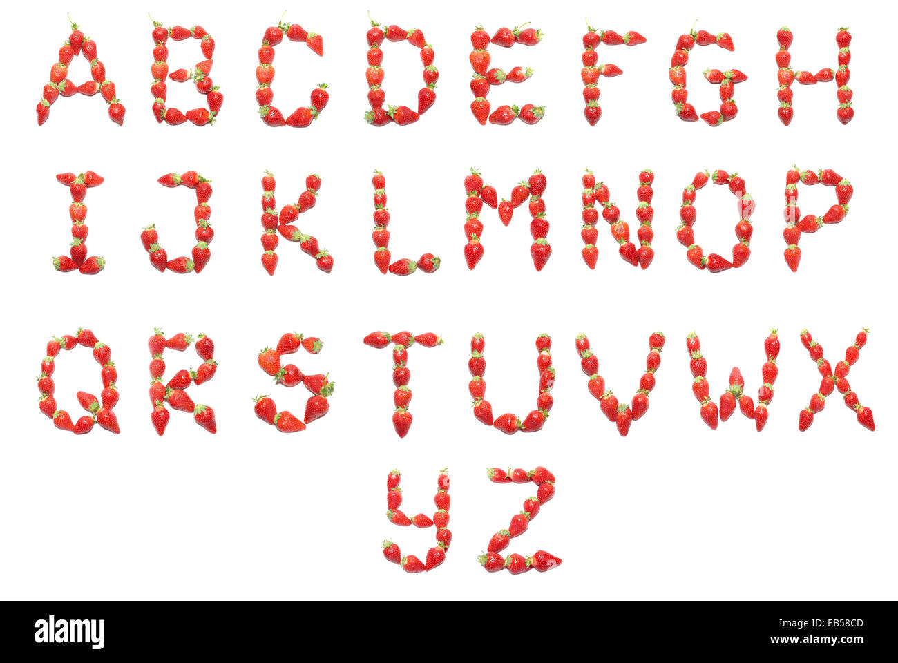 Strawberry health alphabet isolated on white background Stock Photo - Alamy