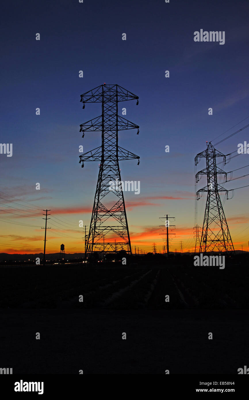 Electrical Power Towers at Suburban Field Stock Photo - Alamy