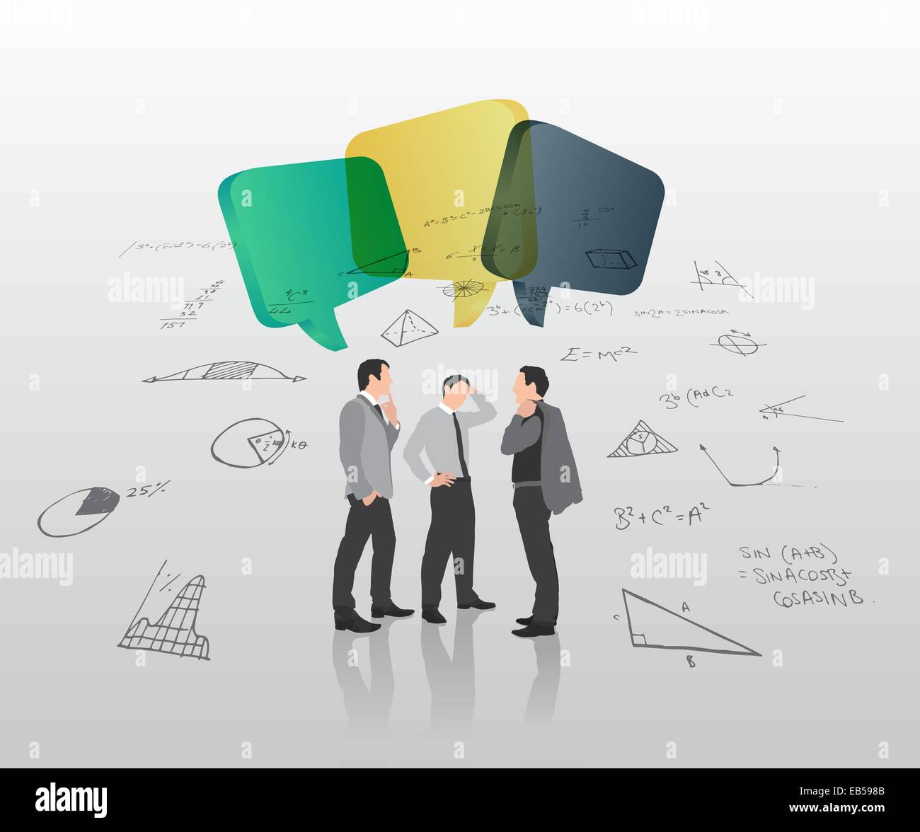 Businessmen with speech bubbles on math formulas Stock Vector Image ...