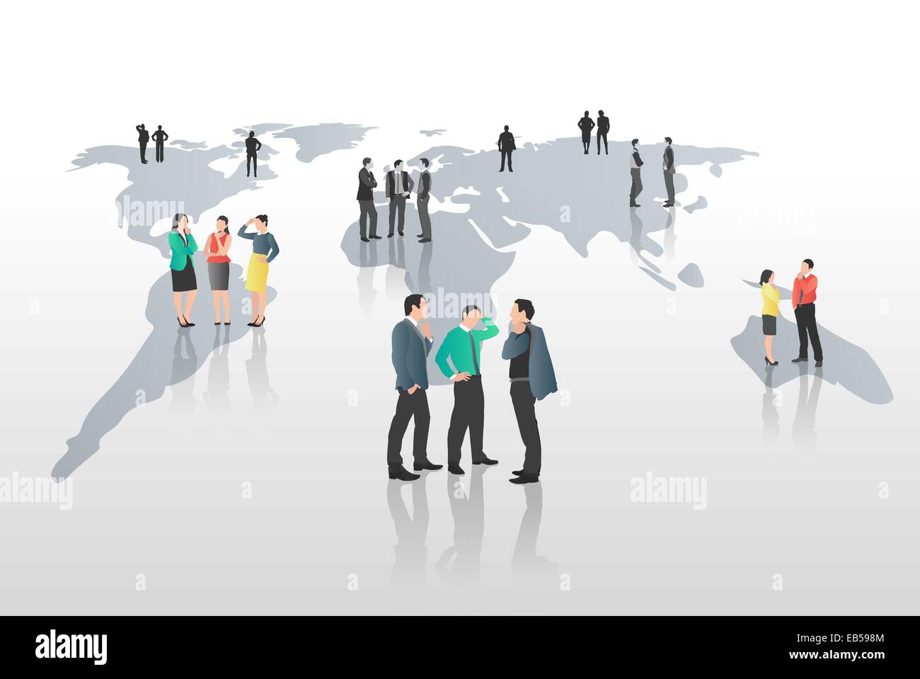 Business people standing on world map Stock Vector Image & Art - Alamy