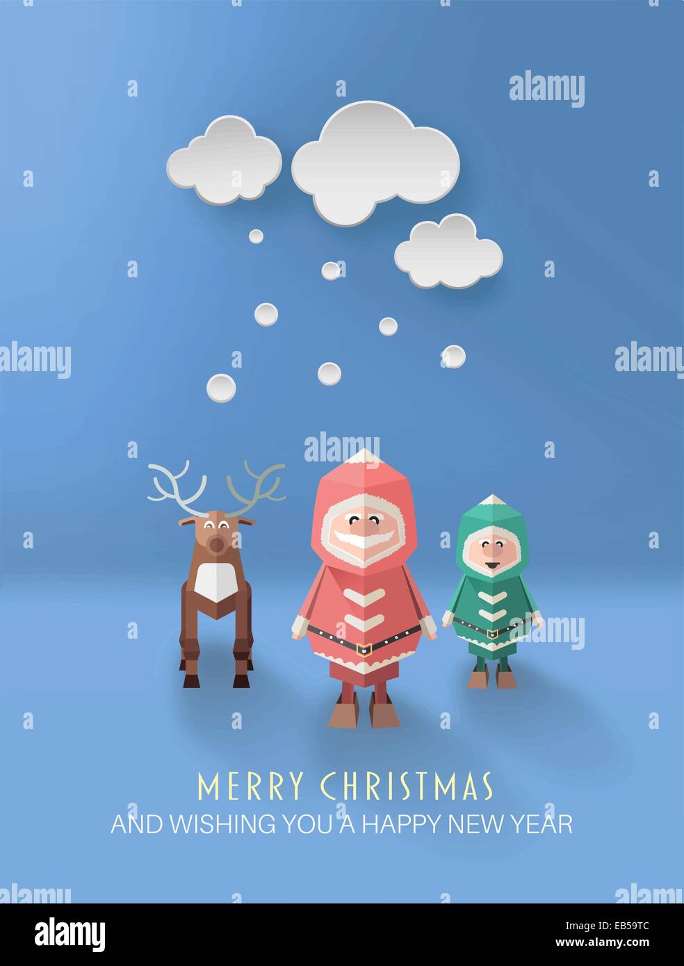 Merry christmas vector with cute cartoon characters Stock Vector Image ...