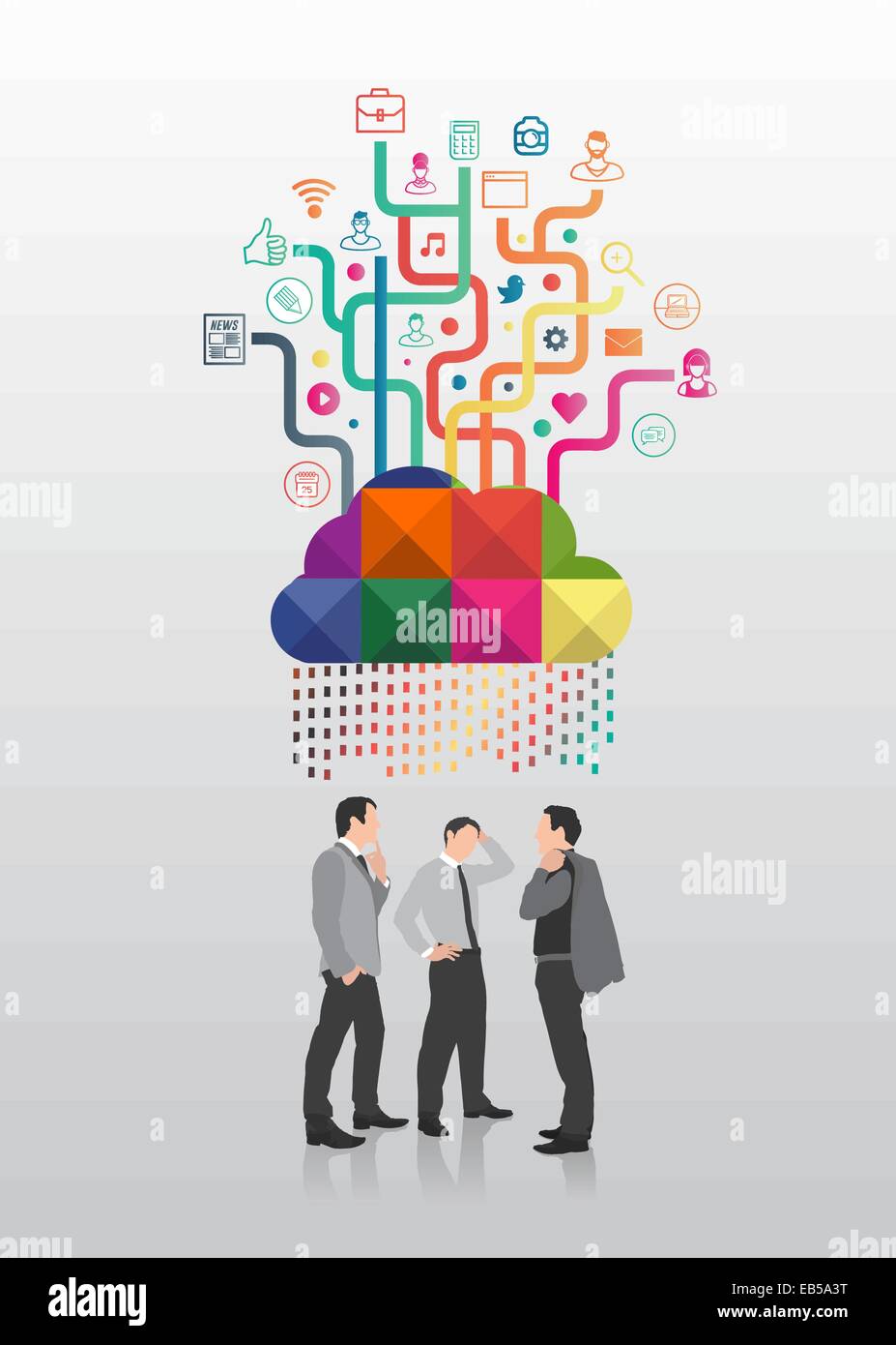Businessmen standing under app cloud Stock Vector Image & Art - Alamy