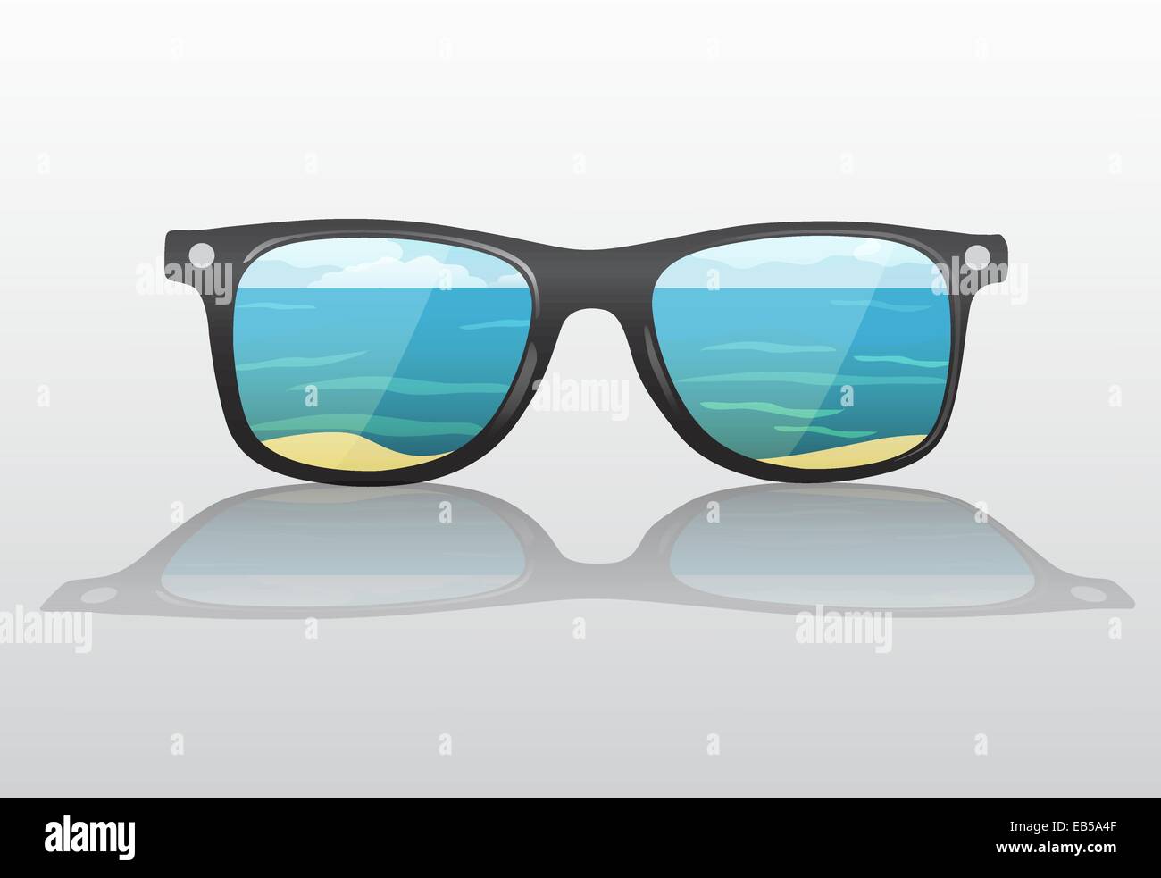 Beach scene reflected in sunglasses Stock Vector Image & Art - Alamy