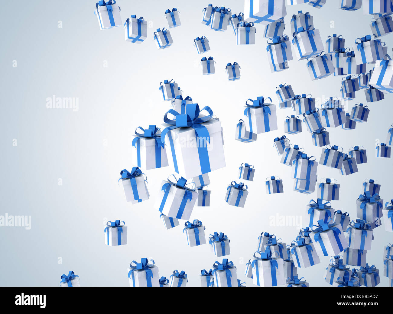 Celebratory background - flying gift boxes Stock Photo - Alamy