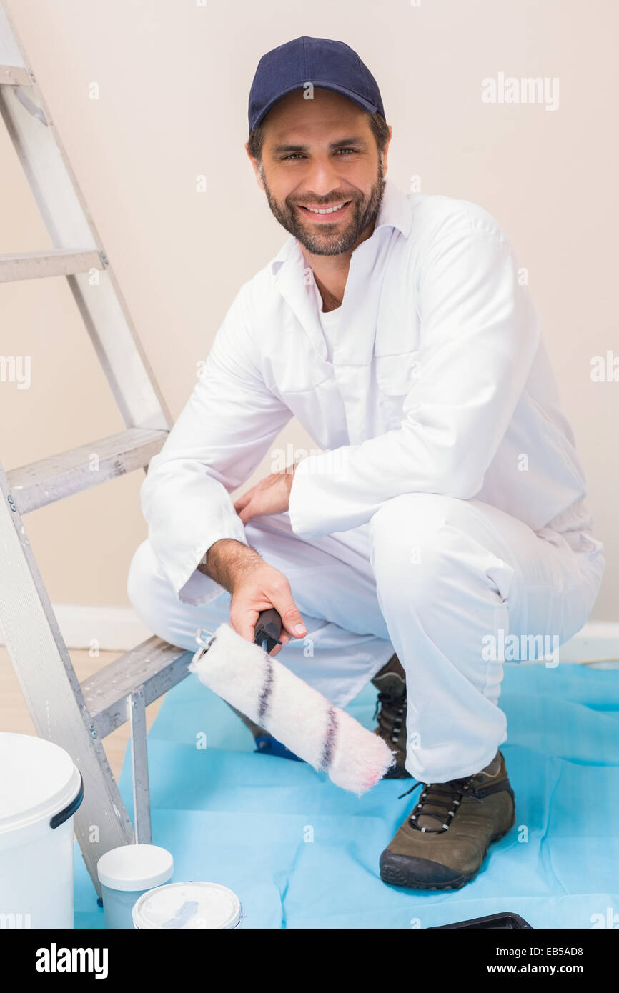 Painter smiling at the camera Stock Photo - Alamy
