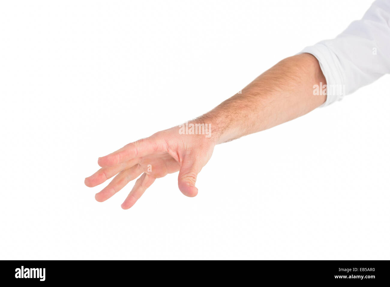 Businessman holding his hand out Stock Photo - Alamy
