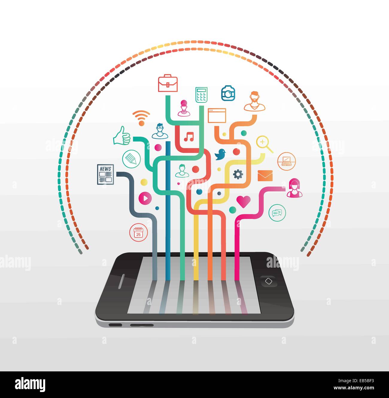 Social media icons phone screen Stock Vector Images - Alamy