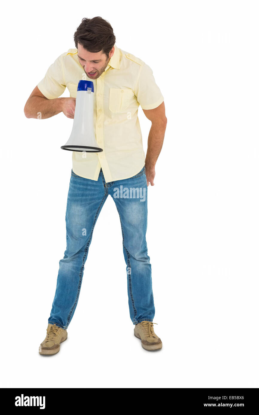 Shouting megaphone young caucasian hi-res stock photography and images ...