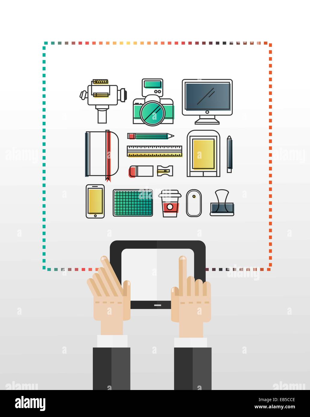 Businessman hands touching tablet screen Stock Vector Images - Alamy