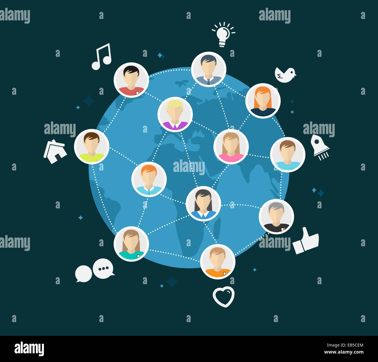 Online global community vector with app icons Stock Vector Image & Art ...