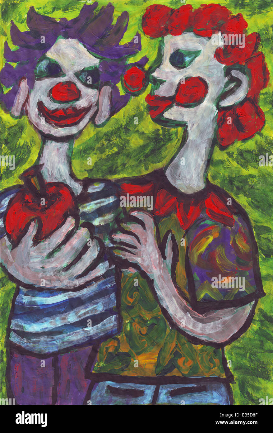 Two clowns friends painting Stock Photo - Alamy