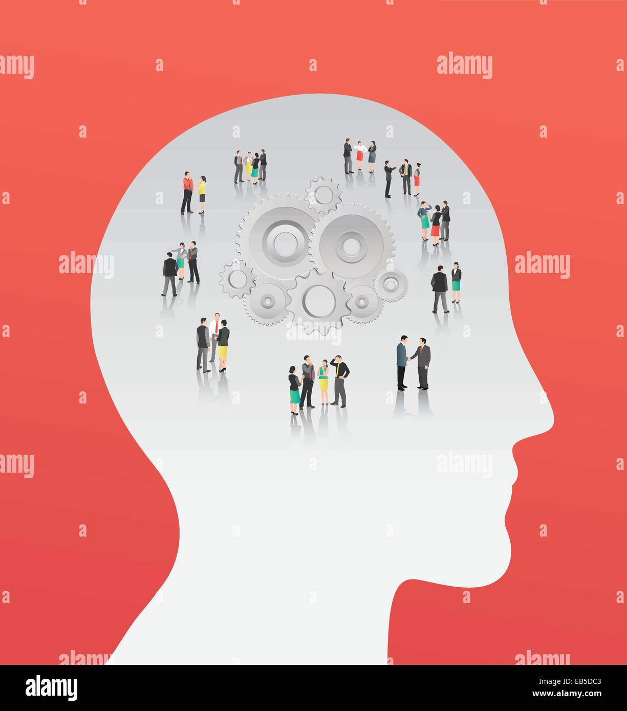 Cogs and wheels in head with business people vector Stock Vector Image ...