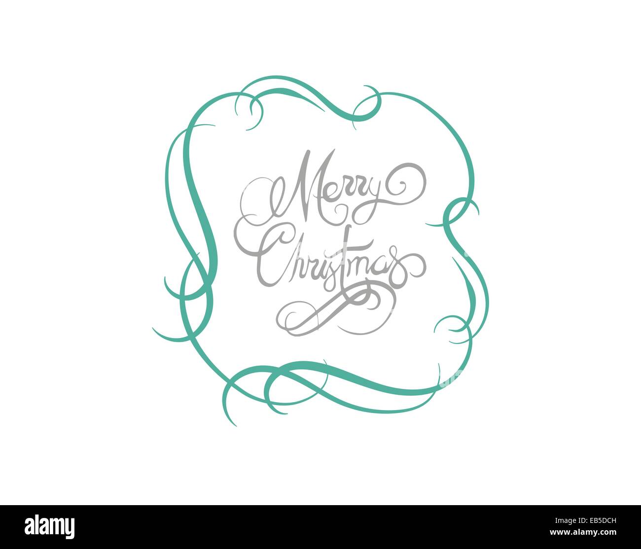 Merry christmas message vector in cursive green and grey Stock Vector ...
