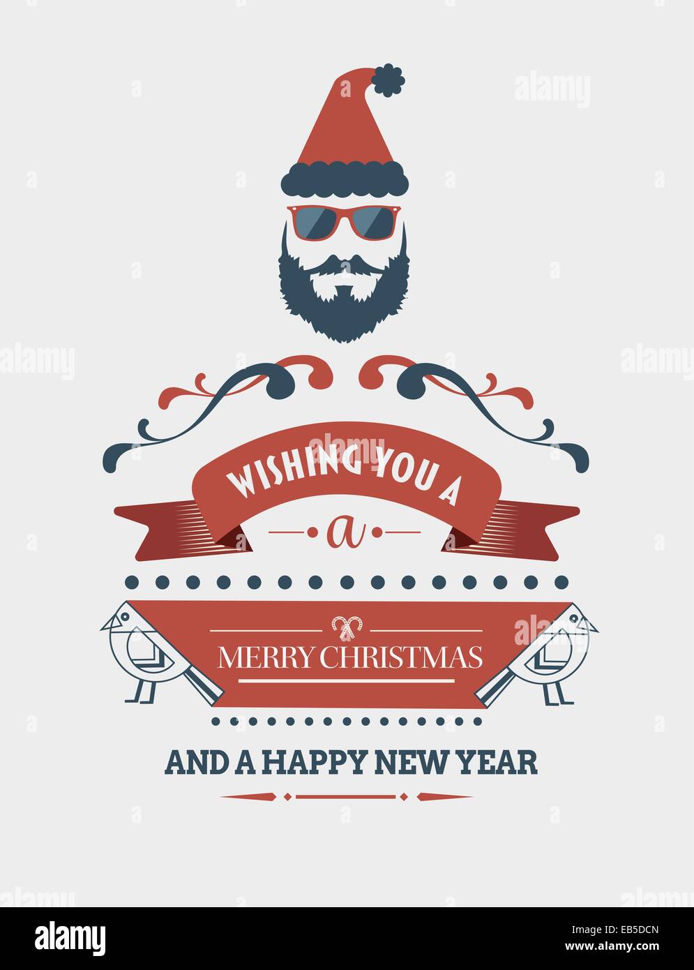Stylish merry christmas message banner with illustrations Stock Vector ...